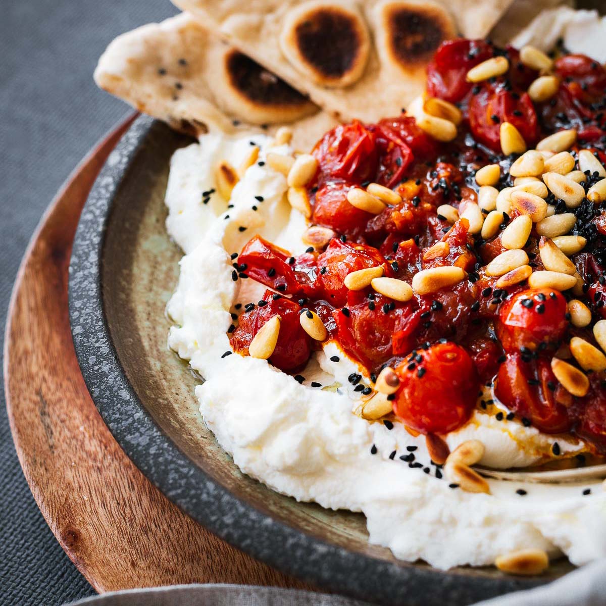 Labneh Dip With Harissa-Spiced Tomato Sauce - Non-Guilty Pleasures