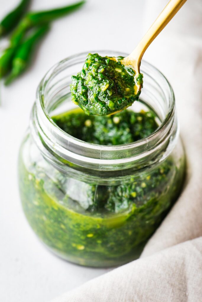 Zhoug Sauce (Spicy Cilantro Skhug) - Non-Guilty Pleasures
