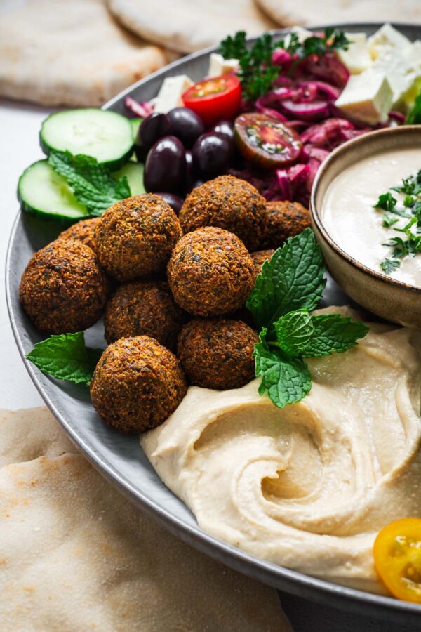 Falafel Plate (with Hummus, Tahini Sauce and Labneh) - Non-Guilty Pleasures